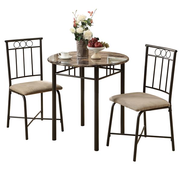 MONARCH SPECIALTIES Monarch Brown Marble 3 Pice Metal Dining Set | RONA