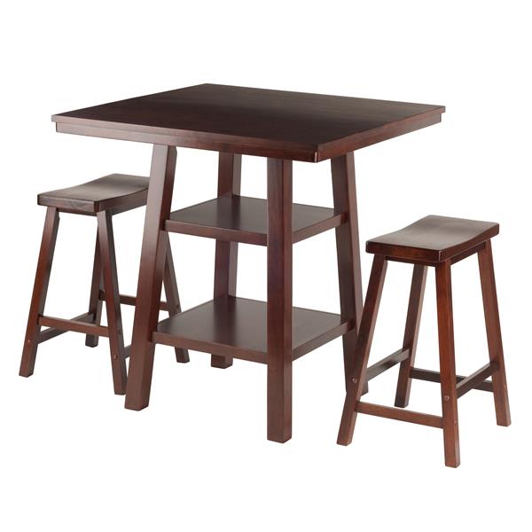 Winsome Wood Orlando 3 Piece High Table Dining Set with Shelves 94308 ...