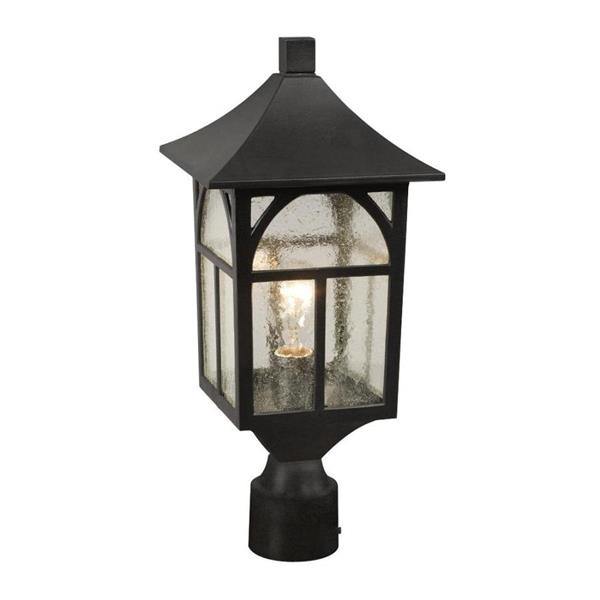 Galaxy 18-in Black Clear Seeded Glass Post Light 311373BK | RONA