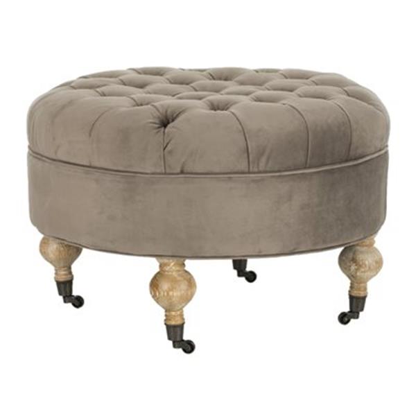 Safavieh Mercer Clara 18.30-in x 27.20-in Mushroom Velvet Round Velvet ...