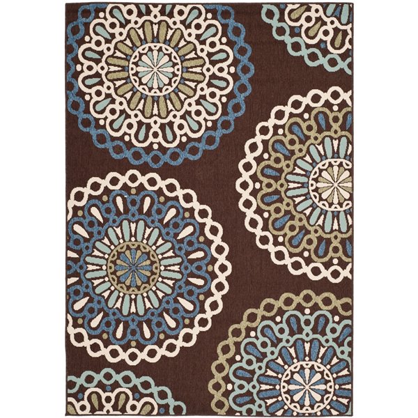 Safavieh Veranda Felizitas 5-ft x 8-ft Chocolate/Blue Rectangular ...