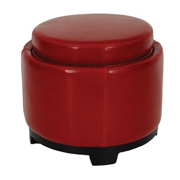 Safavieh 17.00-in x 19.00-in Red Faux Leather Storage Tray Ottoman ...