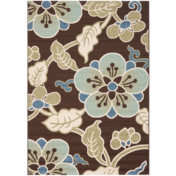 Safavieh Veranda Garden 5-ft x 8-ft Chocolate/Aqua Rectangular Indoor ...
