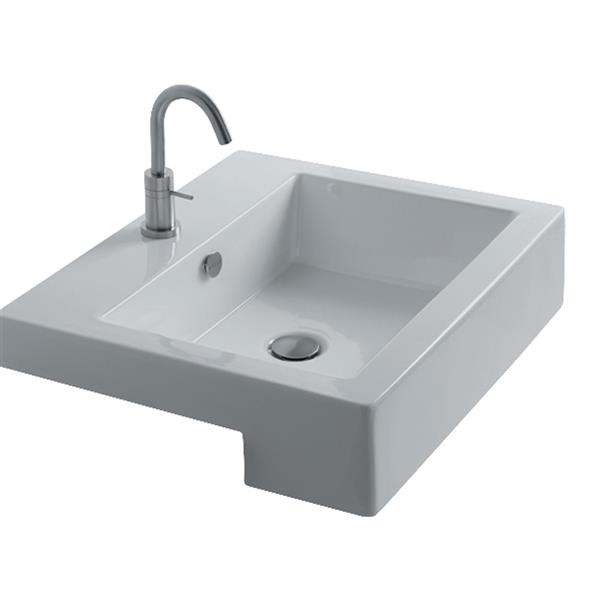 WS Bath Collections Whitestone White Ceramic Drop-in Square Bathroom ...