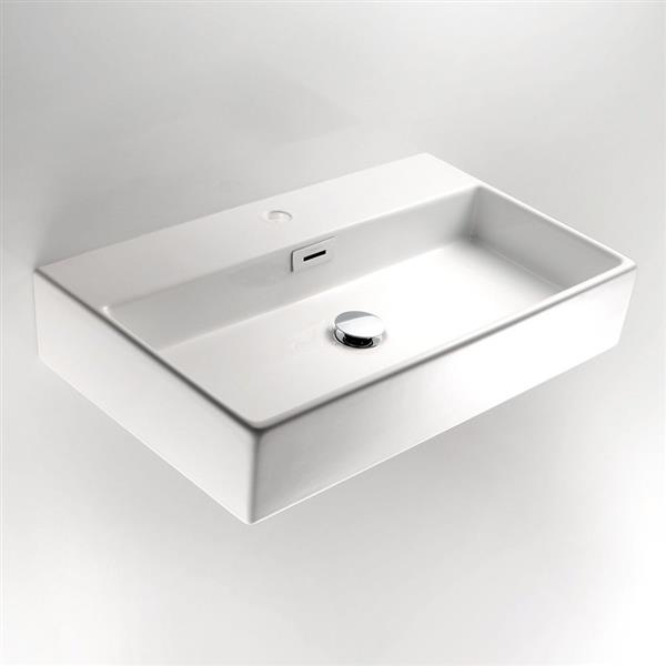 WS Bath Collections Linea Ceramic White Ceramic Rectangular Vessel ...