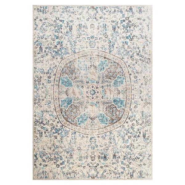 nuLOOM Floral Mandala 7-ft x 8-ft Blue Rectangular Indoor Area Rug ...