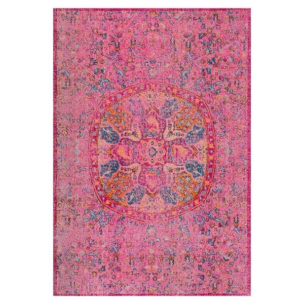 nuLOOM Floral Mandala 5-ft x 8-ft Pink Rectangular Indoor Area Rug ...