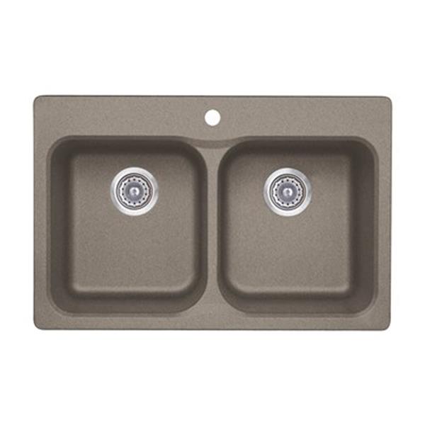 BLANCO Vision Silgranit Truffle 20.5-in x 31.5-in Drop-in Double Bowl ...