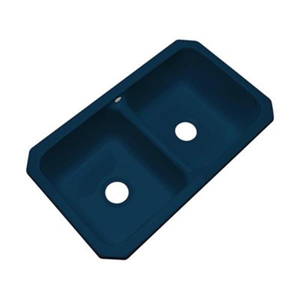 Dekor Westport 19-in x 33-in Navy Blue Undermount Double Kitchen Sink ...