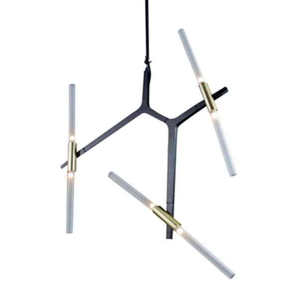 Design Living 37-in x 29-in Black 6-Light Glass Rod Pendant Light ...