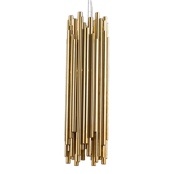 Design Living 7.6-in x 25.5-in Gold Steel Rod Pendant Light NL43G | RONA
