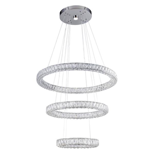 Design Living Chrome Three-Tier LED Crystal Rings Pendant KD16-3 | RONA