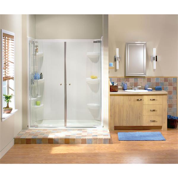 MAAX Kleara 49 to 52-in x 69-in Chrome 2-Panel Clear Glass Shower Door ...