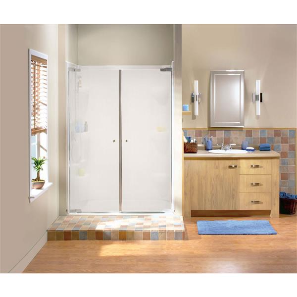 MAAX Kleara 2-Panel Mistelite 43-46-in x 69-in Chrome Shower Door | RONA