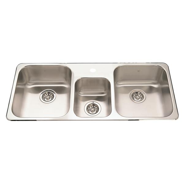 Kindred Steel Queen Topmount 41.63-in x 18.13-in Stainless Steel Triple ...