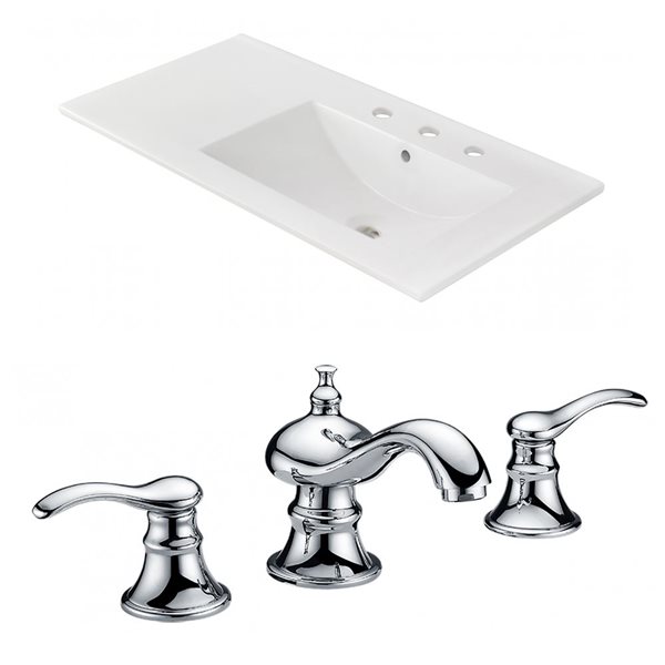 American Imaginations Xena 59-in x 18-in White Ceramic Single Hole ...