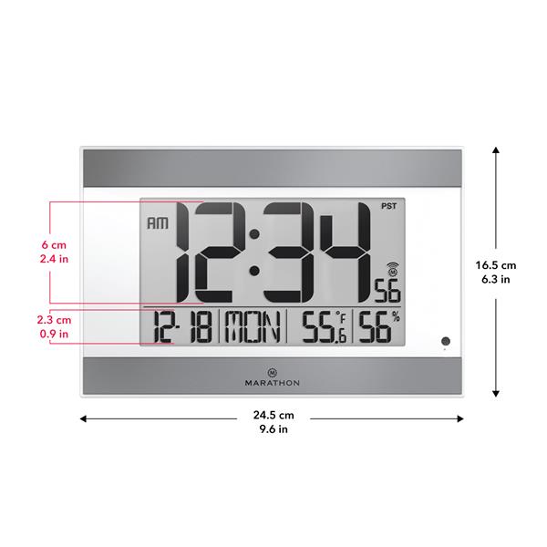 Marathon White Rectangle Digital Wall Clock CL030052WH-SV | RONA