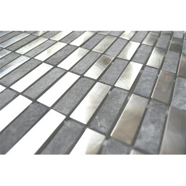 Eden Mosaic Tiles Stainless Bricks Grey Basalt Stone Mosaic Tile - 11 ...