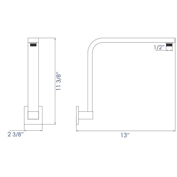 ALFI brand 12-in Square Raised Wall-Mounted Shower Arm,AB12G AB12GSW-BN ...