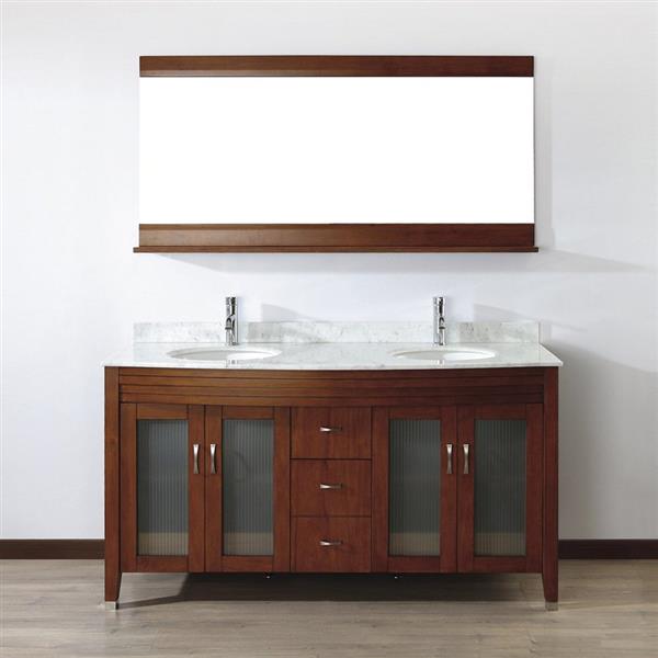 Spa Bathe ELVA Classic cherry Double Sink Vanity with Italian Carerra ...