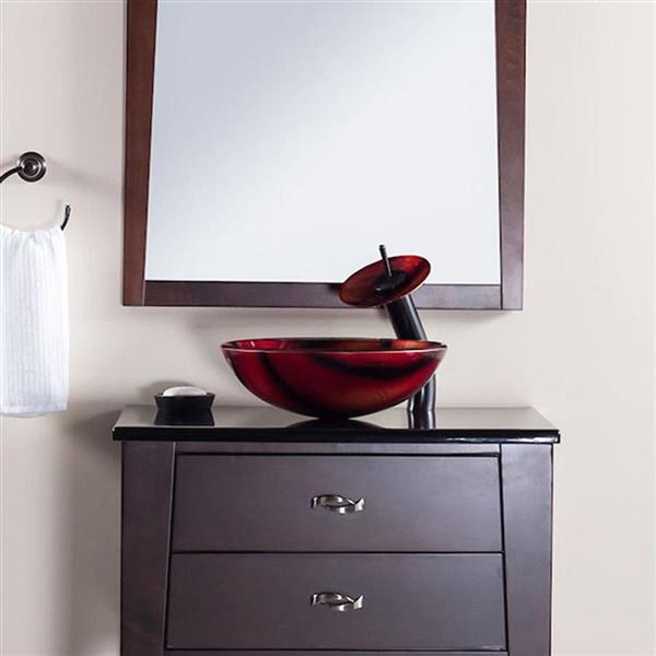 Novatto Autunno Red/Burnt Yellow/Brown Tempered Glass Vessel Round ...