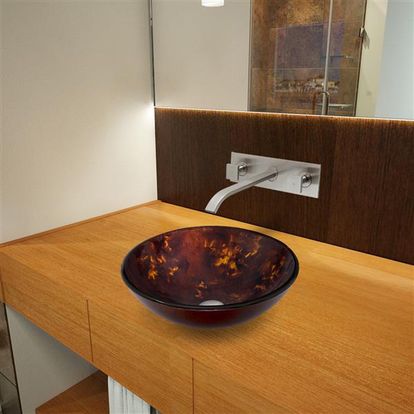 VIGO Glass Vessel Bathroom Sink with Wall Mount Faucet VGT317 | RONA