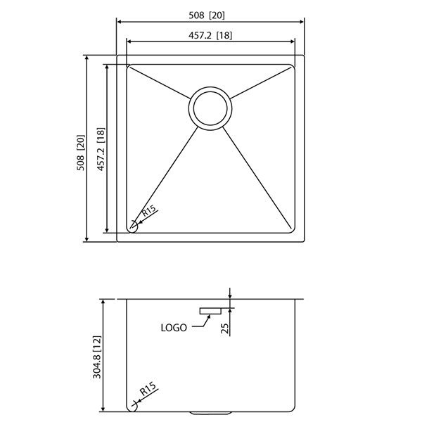 AMERICAN IMAGINATIONS Cuve à lessive, acier inoxydable, chrome AI-27663 ...