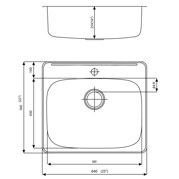 AMERICAN IMAGINATIONS Cuve à lessive, 25 po x 22 po, acier inoxydable ...