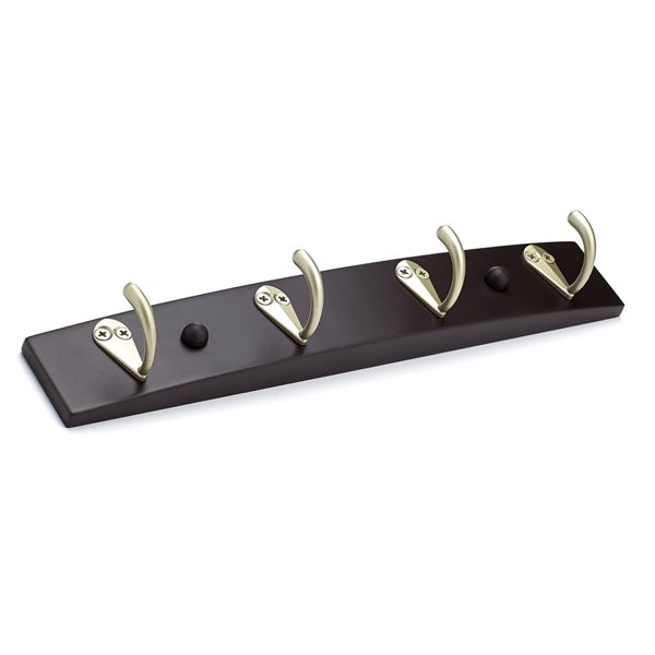 Richelieu 4-Hook Rack in Matte Nickel Metal and Espresso Wood T33451184 ...