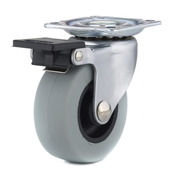 Richelieu 64-mm Grey Rubber Industrial Caster with brake, 50 mm ...