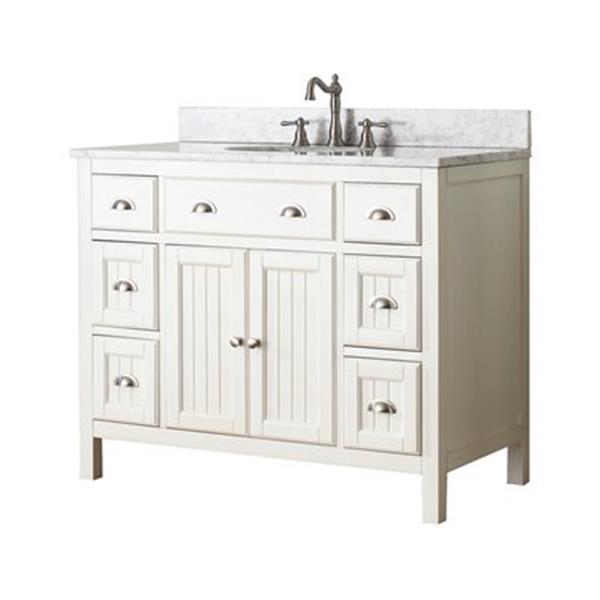 Avanity Hamilton 42-in French White Single Sink Bathroom Vanity with ...