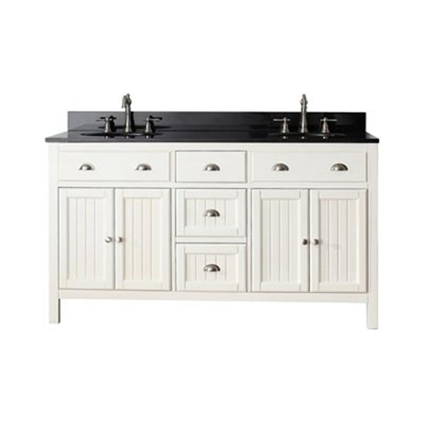 Avanity Hamilton 60-in French White Double Sink Bathroom Vanity with ...