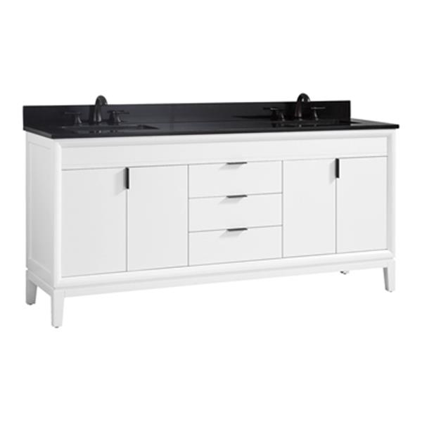 Avanity Emma 72-in White Double Sink Bathroom Vanity with Black Granite ...