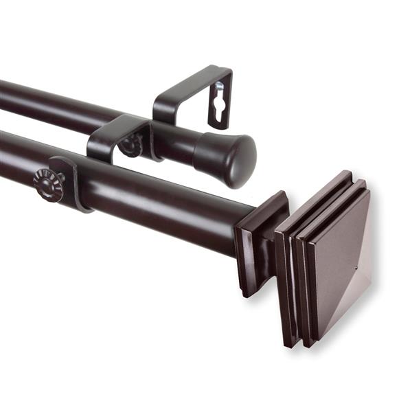 Rod Desyne Bedpost Double Curtain Rod - 48-in to 84-in - Mahogany | RONA