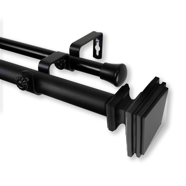 Rod Desyne Bedpost Double Curtain Rod - 1-in - Stainless Steel - Black ...