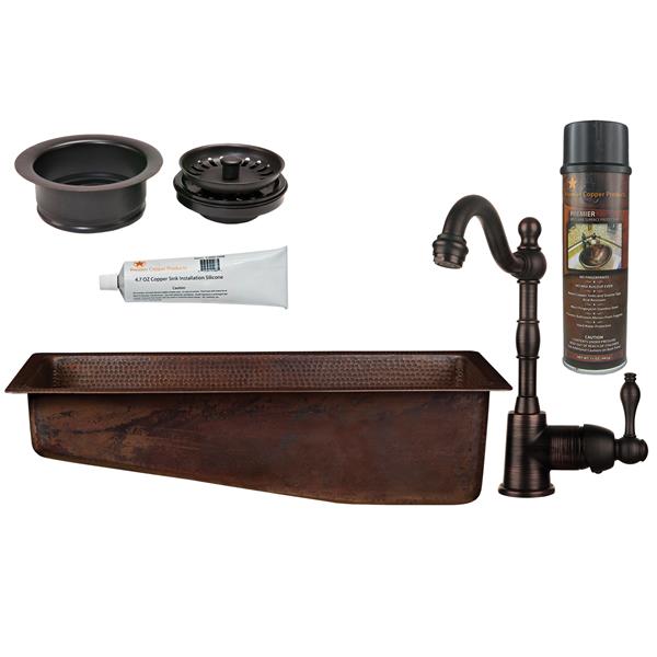 Premier Copper Products Copper Slanted Sink with Faucet and Drain - 28 ...
