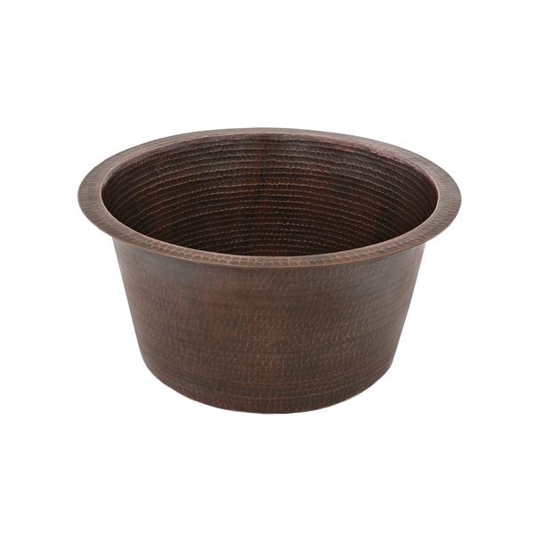 Premier Copper Products Round Copper Sink with Faucet and Drain - 17-in ...