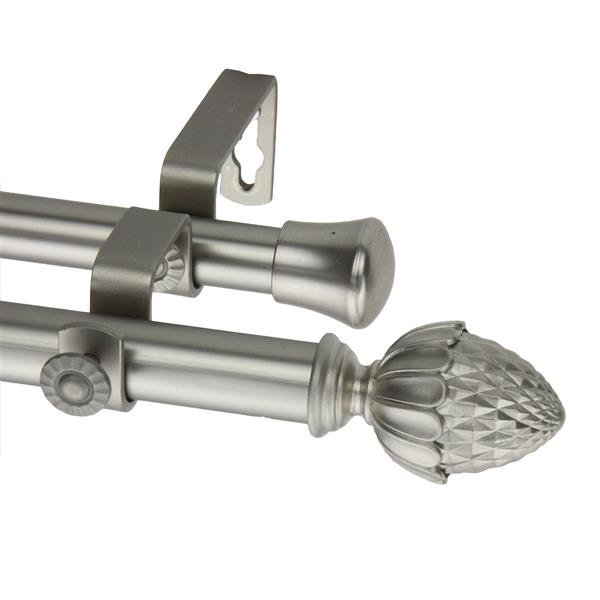 ROD DESYNE Tringle à rideaux double Acorn, 48-84 po, 13/16 po, nickel 4767-485 | RONA