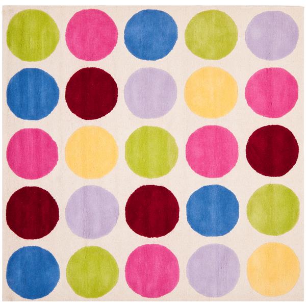 Safavieh Kids Square Rug - 7-ft x 7-ft - Wool - Ivory/Multi SFK386A-7SQ ...