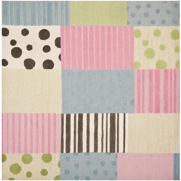 Safavieh Kids Square Rug - 7-ft x 7-ft - Wool - Blue/Pink SFK322A-7SQ ...