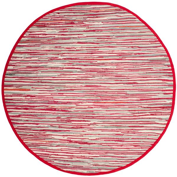 Safavieh Rag Rug Round Rug - 6-ft x 6-ft - Cotton - Red/Multi RAR129R ...