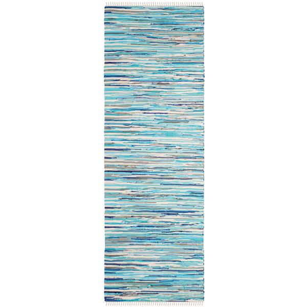 Safavieh Rag Rug - 2.3-ft x 8-ft - Cotton - Turquoise/Multi RAR129C-28 ...