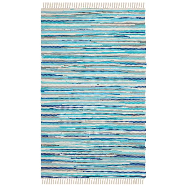 Safavieh Rag Rug - 2.5-ft x 4-ft - Cotton - Turquoise/Multi RAR129C-24 ...