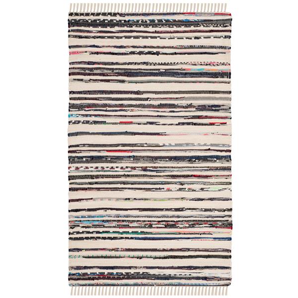 Safavieh Rag Rug - 2.5-ft x 4-ft - Cotton - Ivory/Charcoal RAR126Q-24 ...