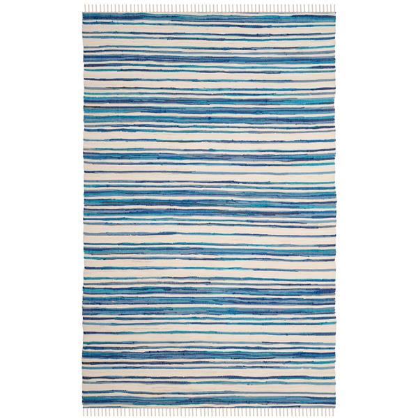 Safavieh Rag Rug - 5-ft x 8-ft - Cotton - Ivory/Blue RAR126B-5 | RONA