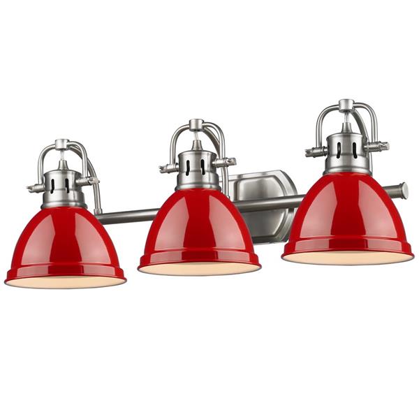 Golden Lighting Duncan 3-Light Bath Vanity Light with Shade - Pewter | RONA