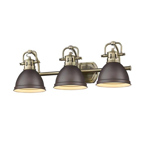 Golden Lighting Duncan 3-Light Vanity Light with Shade - Brass/Bronze ...