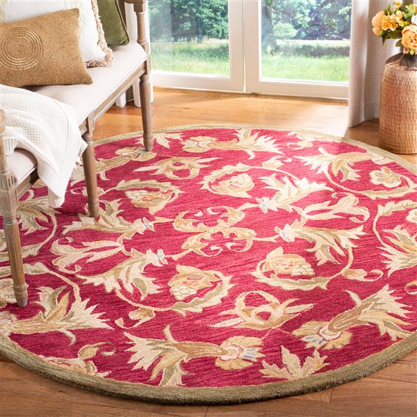 Safavieh Anatolia Floral Rug - 4-ft x 4-ft - Wool - Burgundy AN527A-4R ...