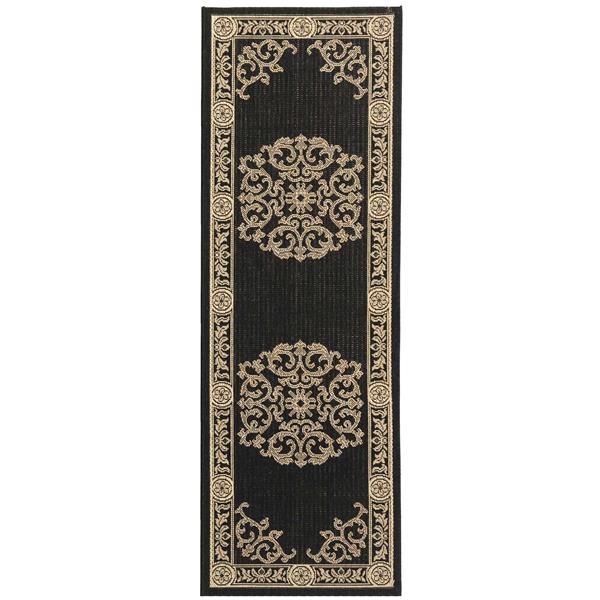 Safavieh Courtyard Border Rug - 2.3-ft x 10-ft - Polypropylene - Black ...