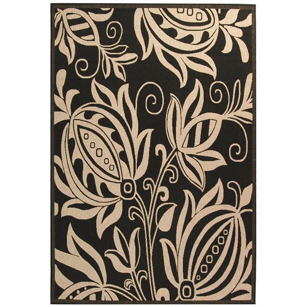 Safavieh Courtyard Floral Rug - 4-ft x 5.6-ft - Polypropylene - Black ...